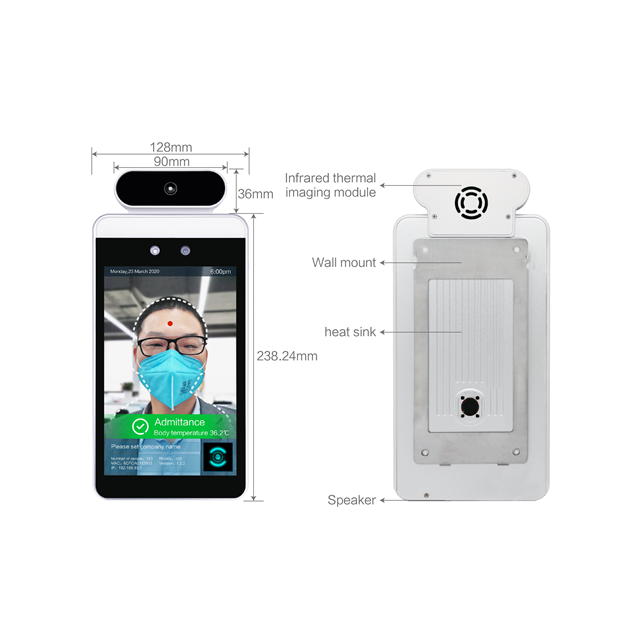 8 Inch Smart Pass Android Monitor With Body Temperature Testing & RFID ...
